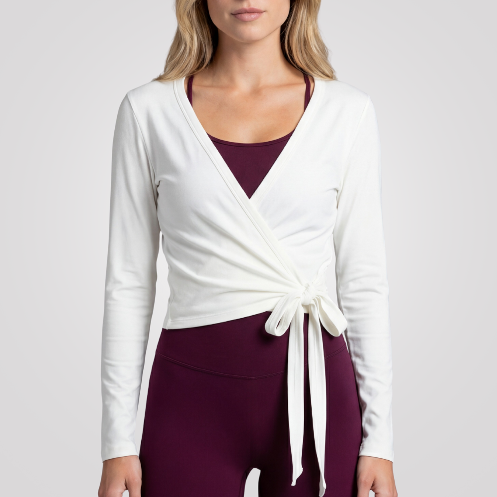 Wrap Top - Mila | Pink and White | Pilates and Dance